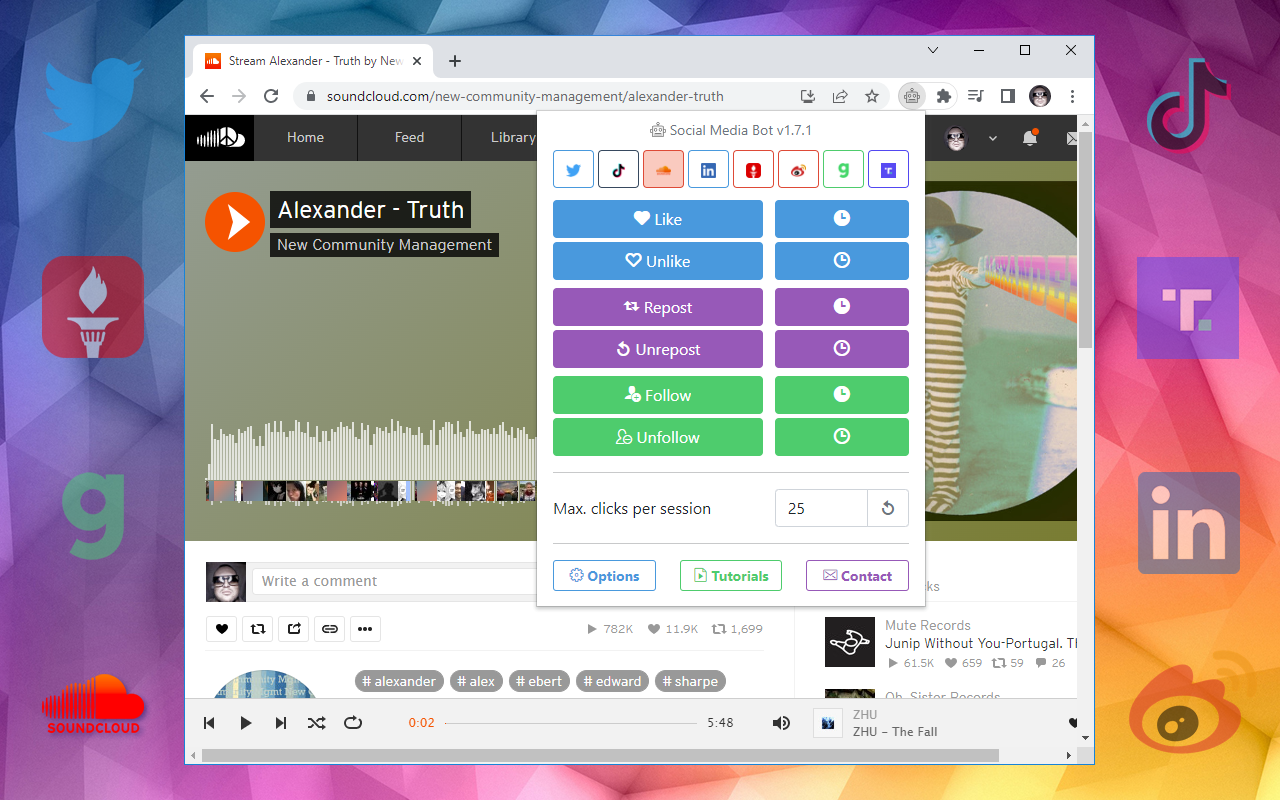 Social Media Bot Screenshots — Growbot for Twitter, TikTok, SoundCloud ...
